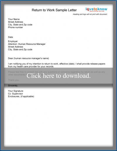 Examples Of A Return To Work Letter LoveToKnow Health Wellness
