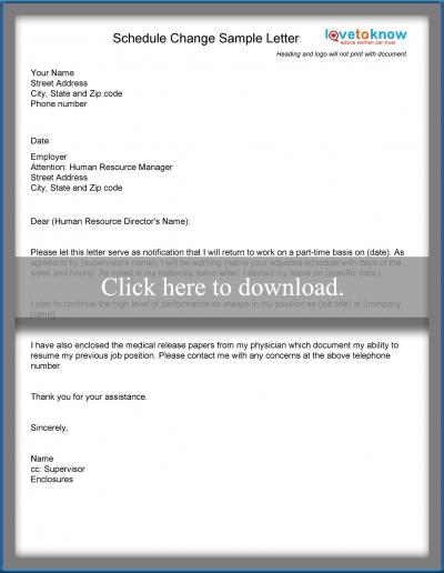 Work Schedule Change Notice Letter Ladegmexico